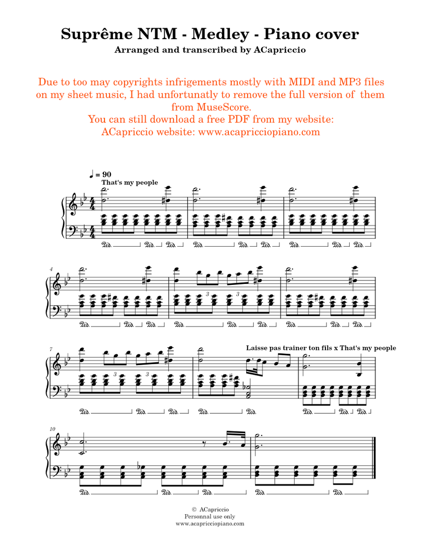 NTM Medley Sheet Music for Piano (Solo) Easy | MuseScore.com