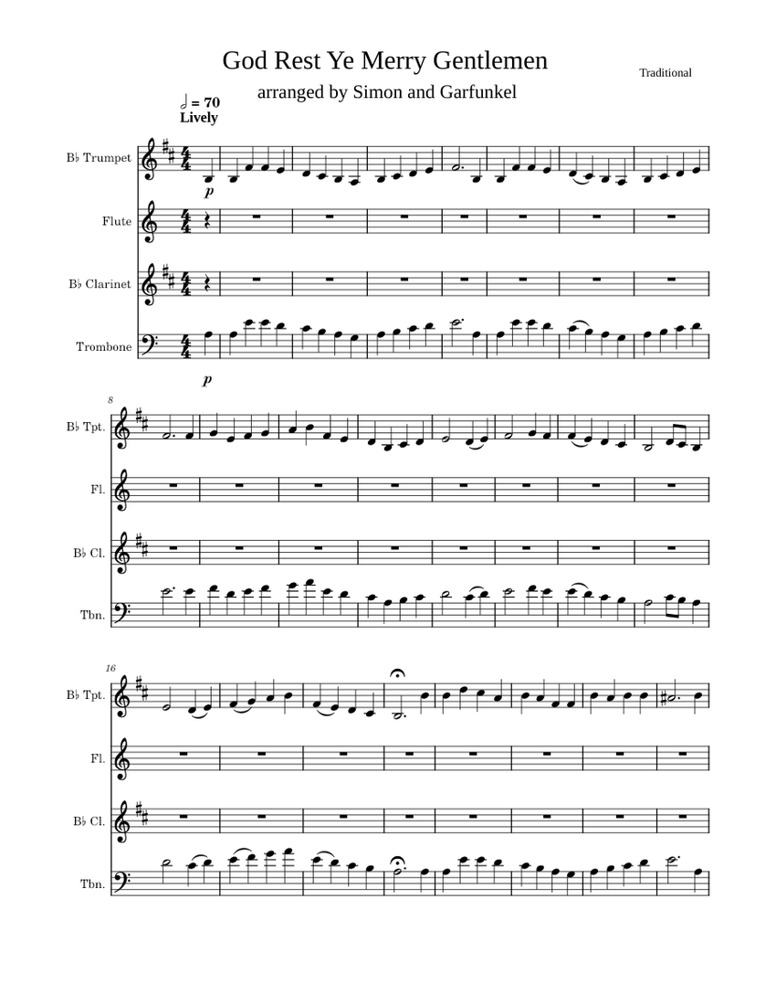 God Rest ye Merry Gentlemen - Simon and Garfunkel Sheet music for ...