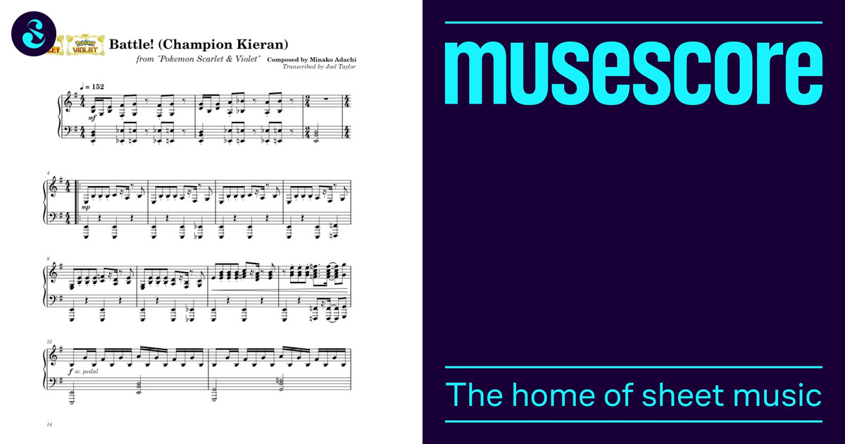 Battle! - BB League Champion Kieran (from Pokémon Scarlet/Violet) Sheet ...