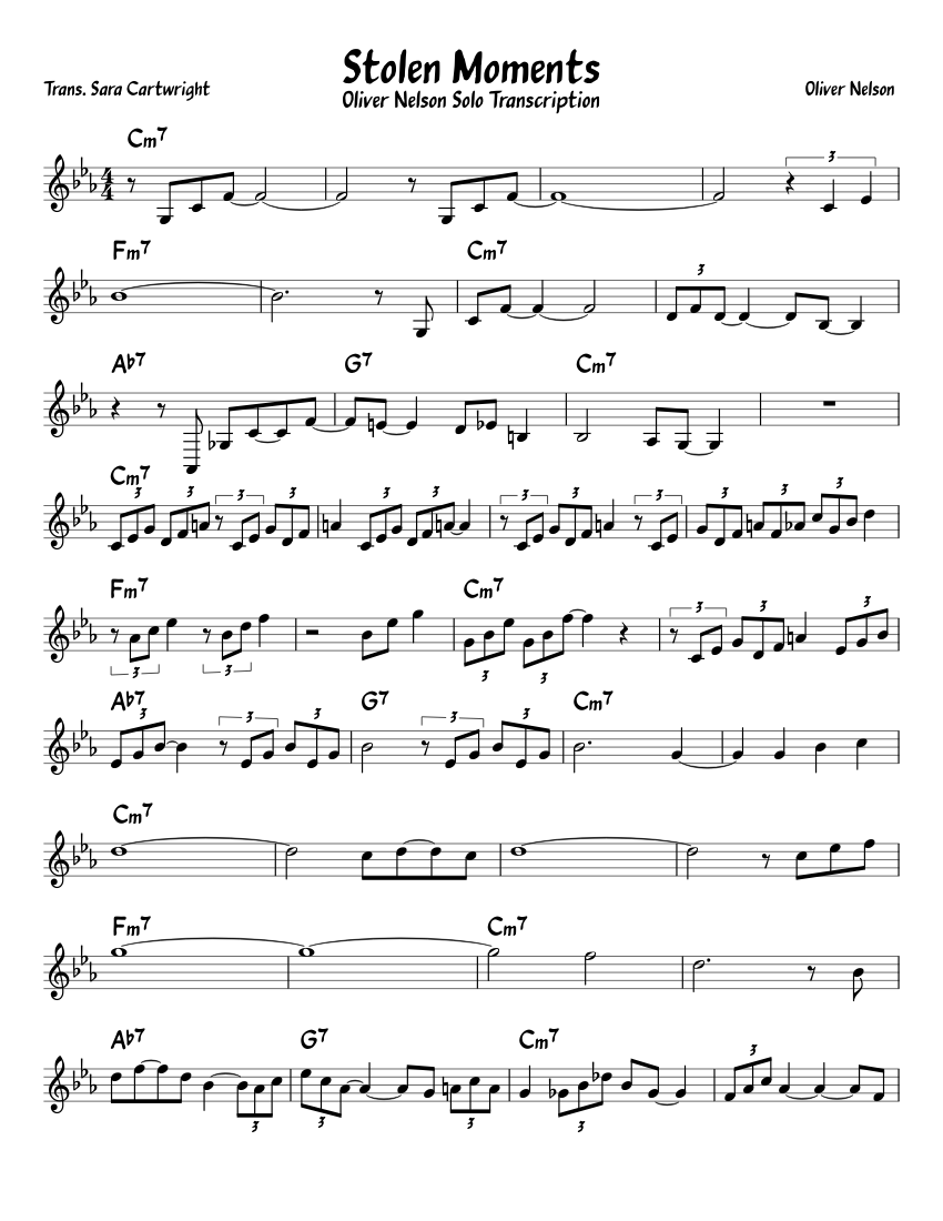 Stolen Moments solo transription Sheet music for Piano (Solo) Easy ...