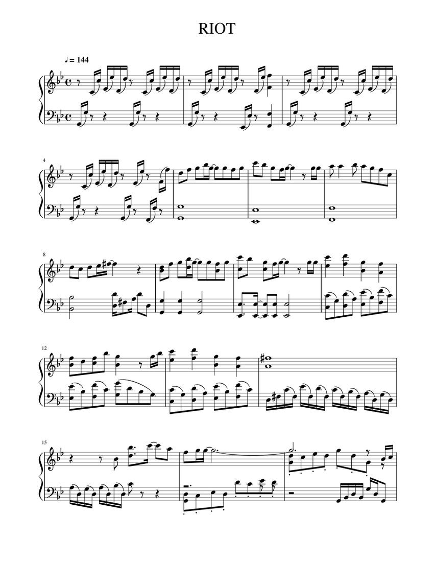 RIOT Sheet music for Piano (Solo) | Musescore.com