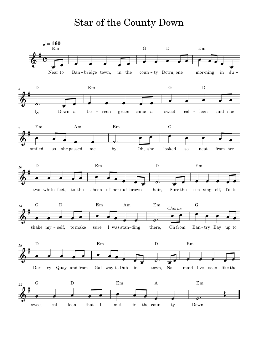 The Star of the County Down – First Verse Only Sheet music for ...