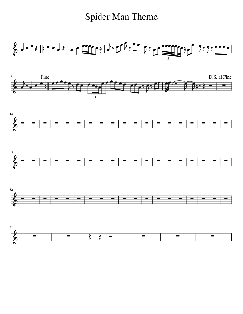 Spiderman theme song Sheet music for Saxophone alto (Solo) | Musescore.com