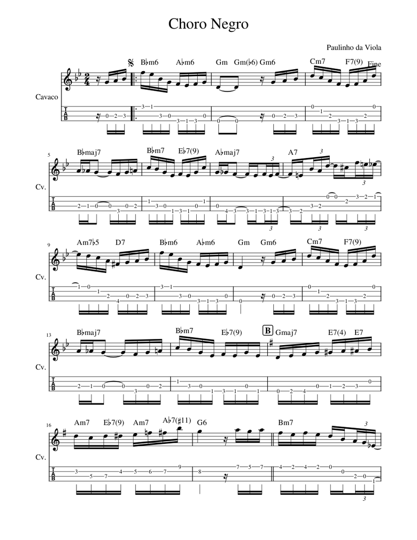 Choro Negro – Paulinho da viola Choro Negro Sheet music for Ukulele (Solo) | Musescore.com