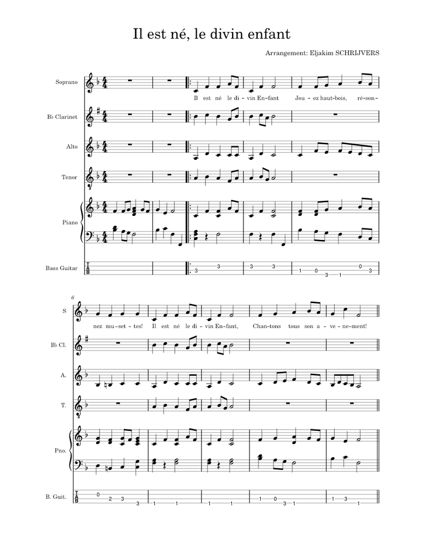 Il est né le divin enfant – Misc Traditional Sheet music for Piano ...