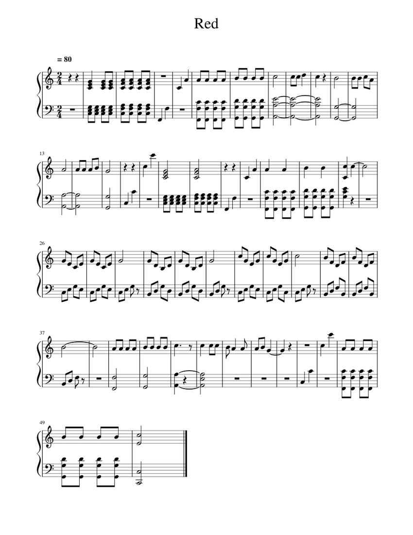 Red Sheet music for Piano (Solo) Easy | Musescore.com