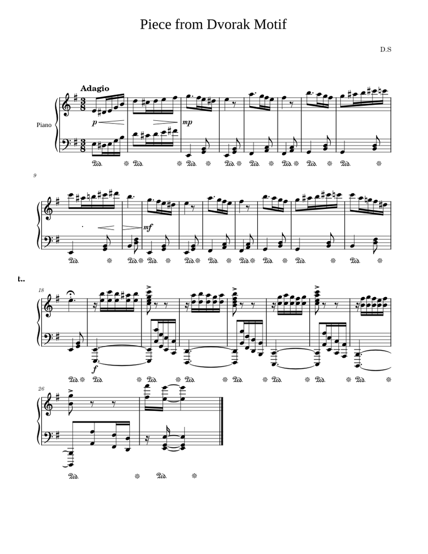 Piece from Dvorak motif Sheet music for Piano (Solo) | Musescore.com