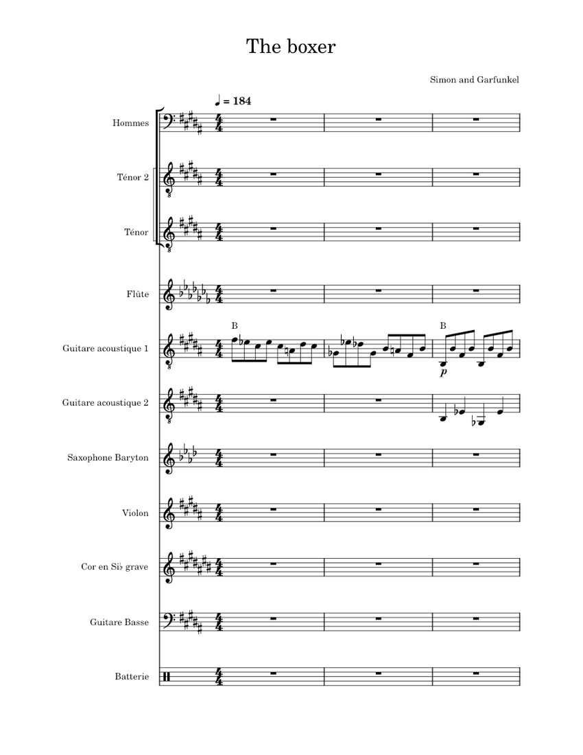 The_boxer - Simon and Garfunkel Sheet Music with Chords for Tenor, Male ...