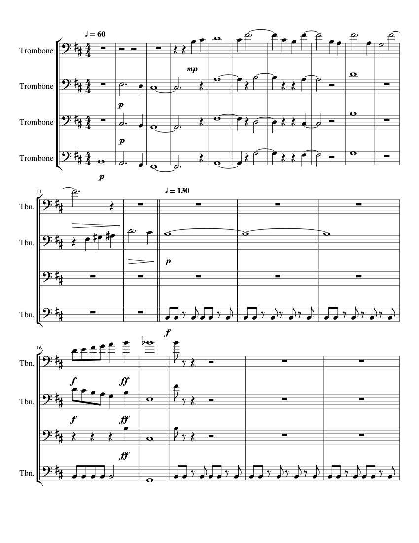 trombone quartet Sheet music for Trombone (Brass Quartet) | Musescore.com