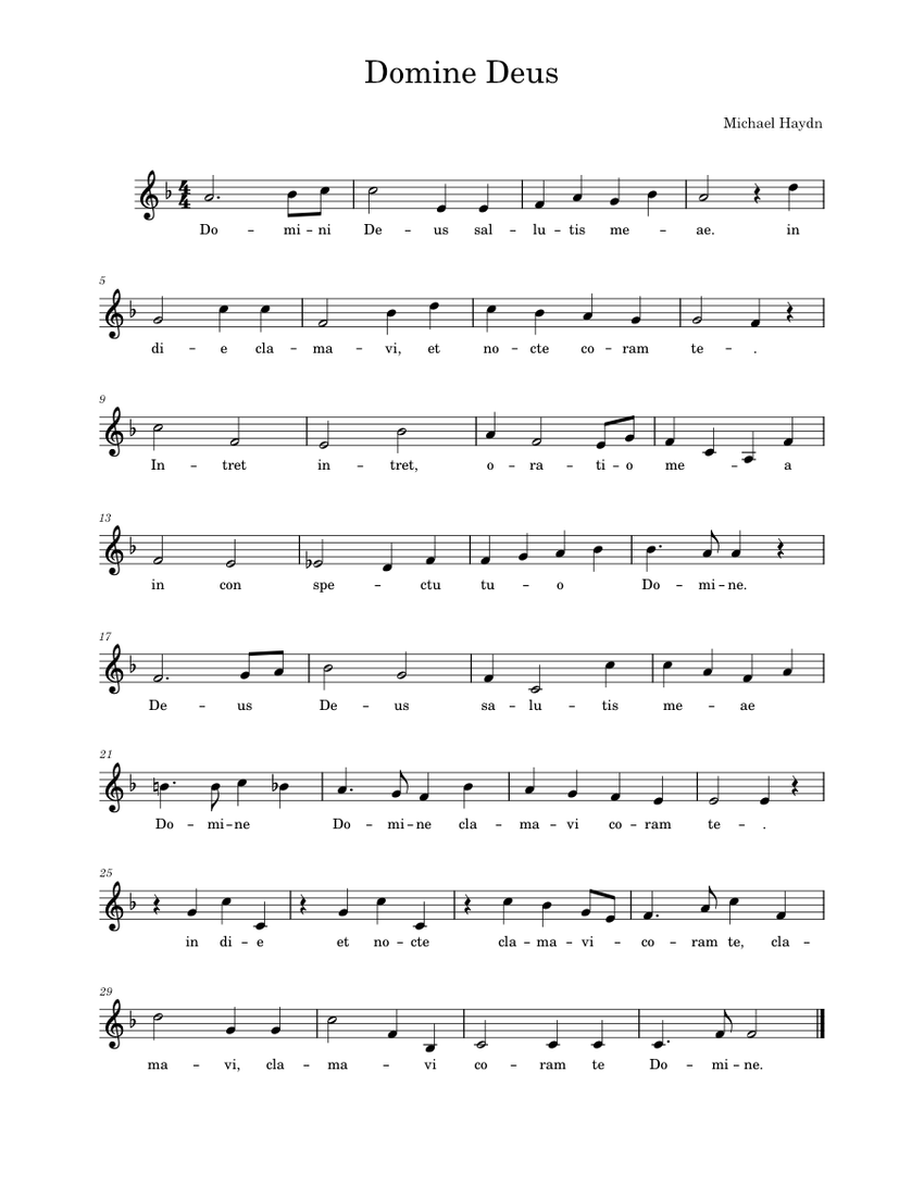 Domine Deus - Johann Michael Haydn Sheet Music for Vocals (Choral ...