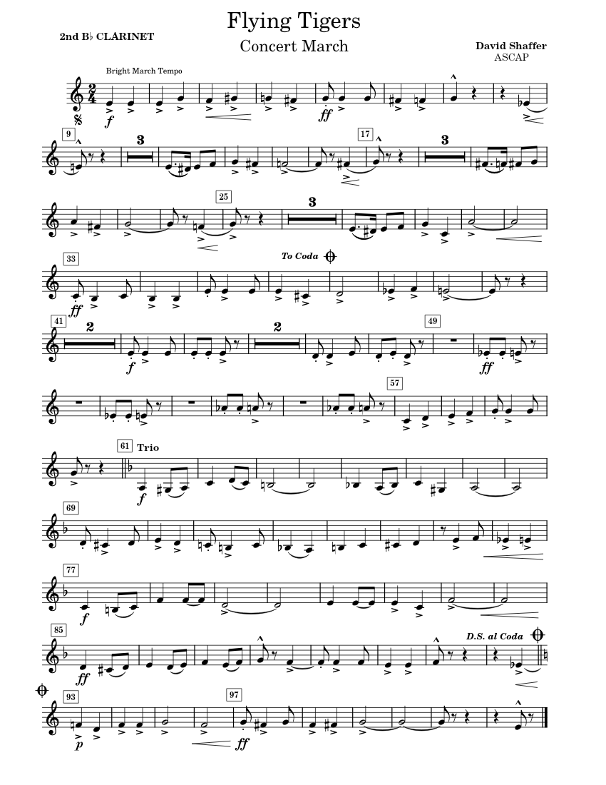 Flying Tigers – David Shaffer - piano tutorial