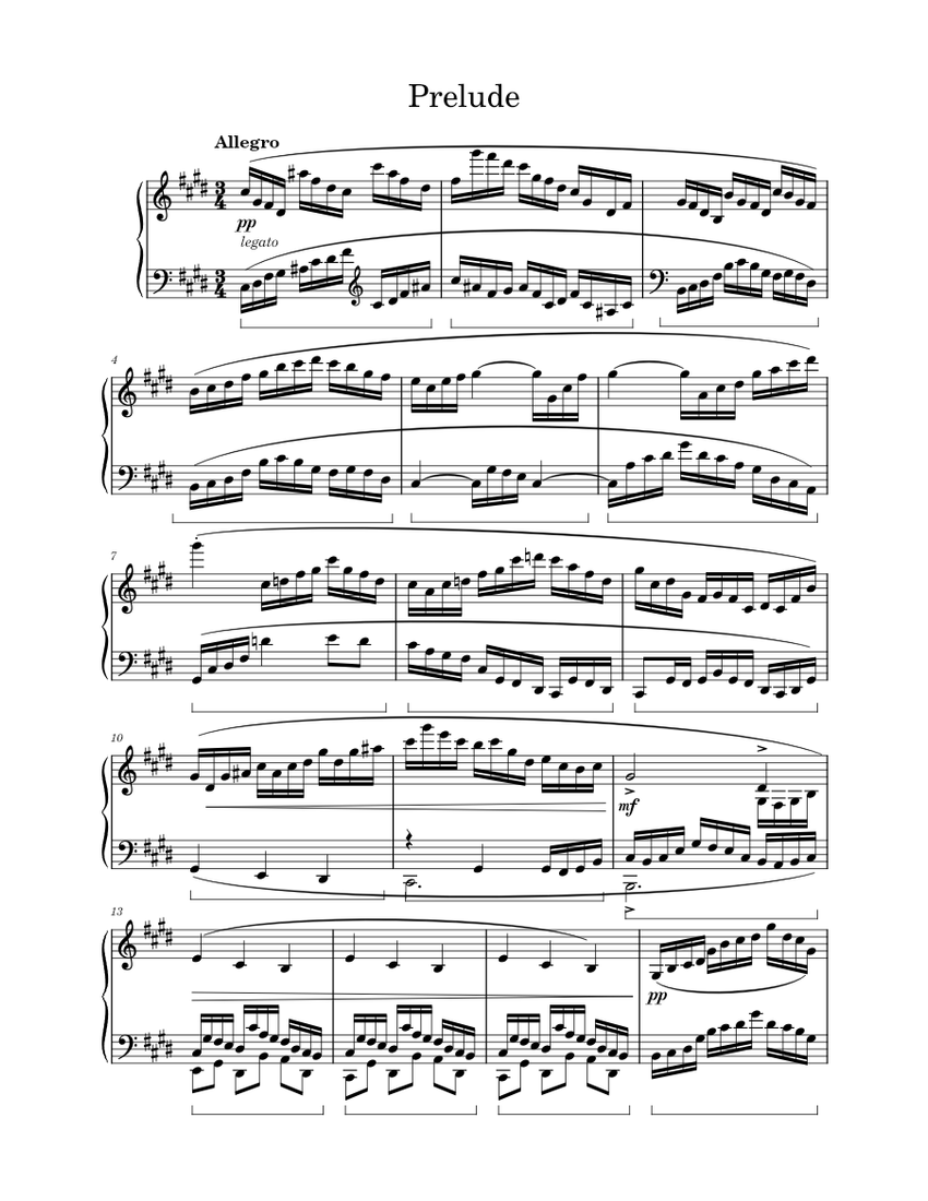 Prelude No.1 Sheet music for Piano (Solo) | Musescore.com