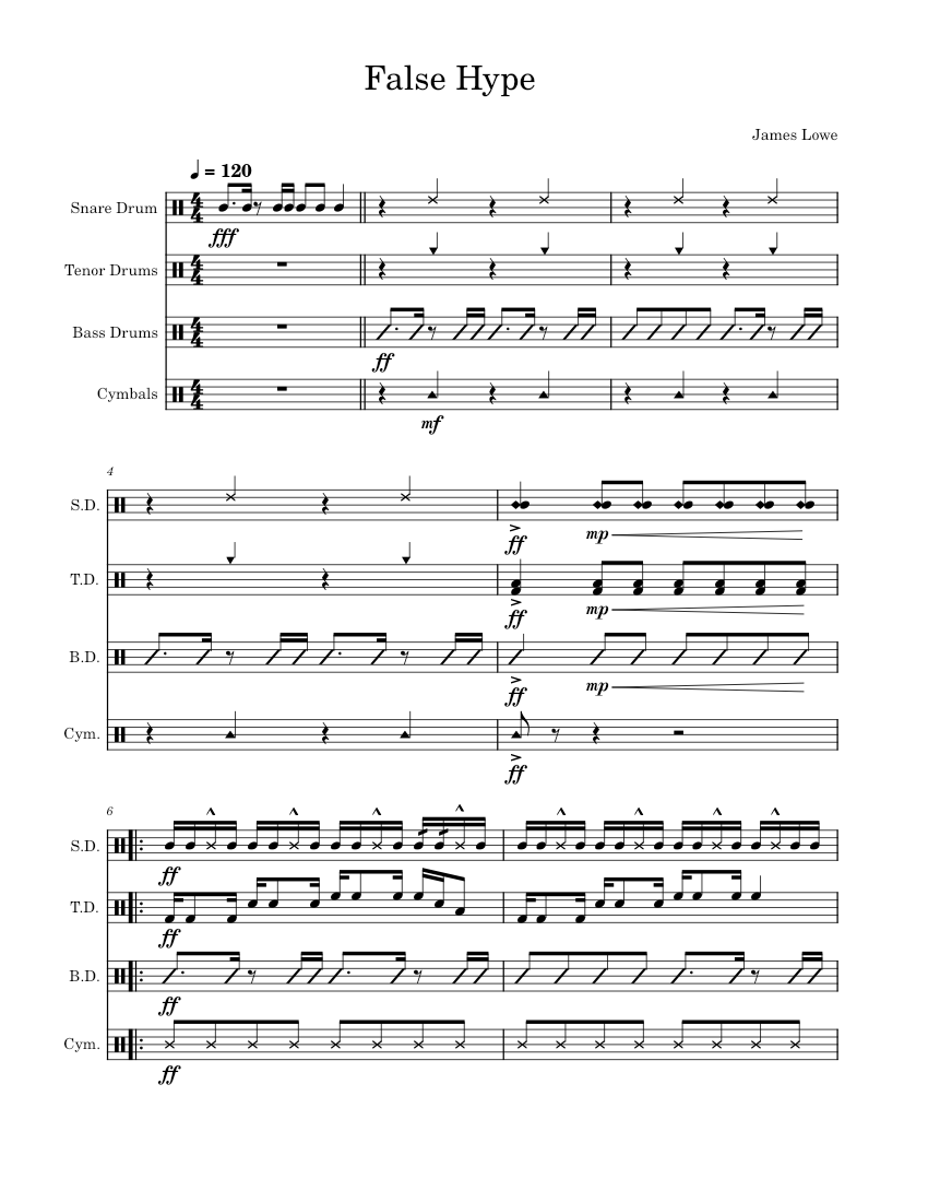 False Hype by Eric M. Carr (EMC Productions) Sheet Music for Snare drum ...
