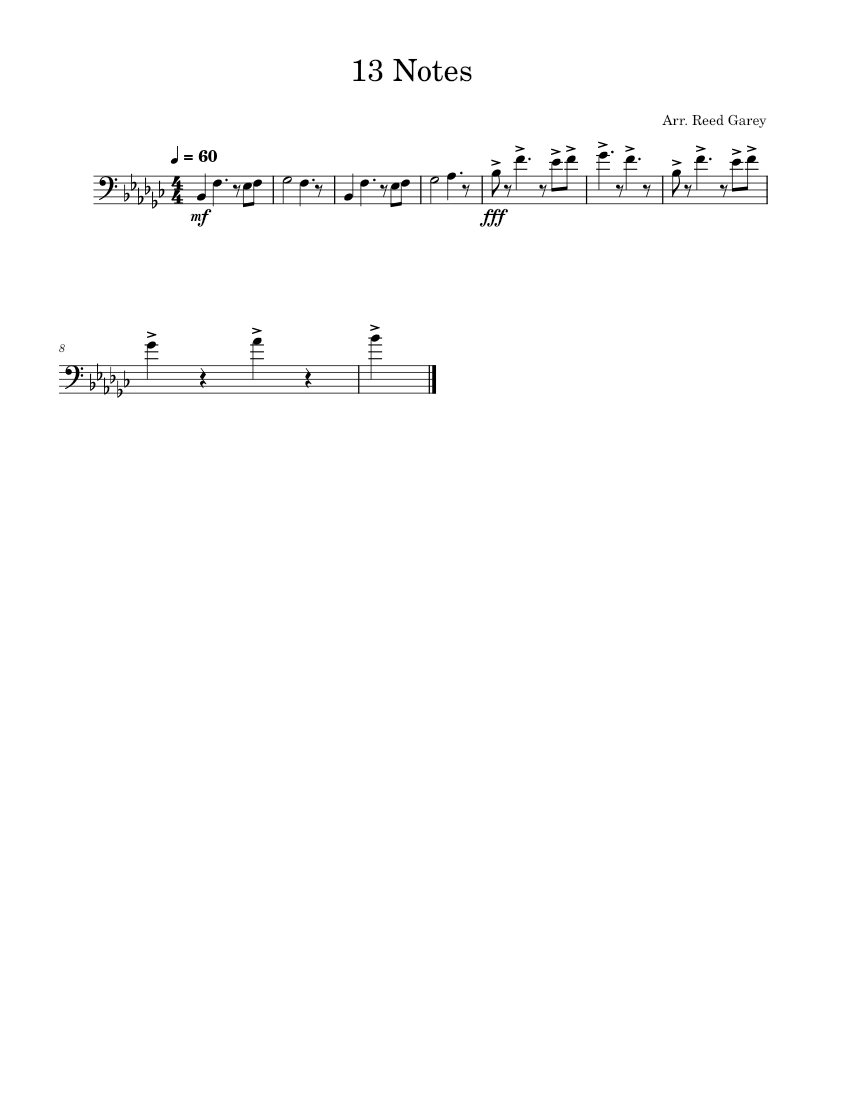 13 Notes Baritone Fanfare Sheet Music for Baritone horn (Marching Band ...