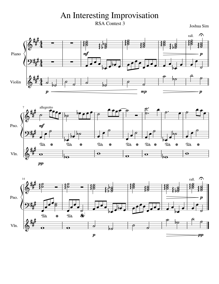 An Interesting Improvisation Sheet music for Piano, Violin (Solo ...