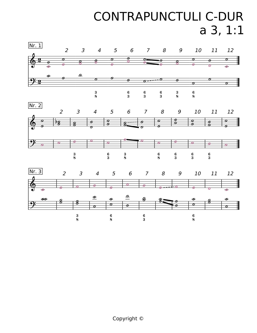 Three-Part Counterpoint, First Species Sheet music for Female, Male ...