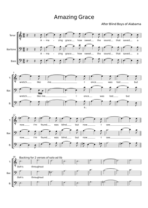 Play Official version of Amazing grace Sheet Music by The Blind Boys of ...