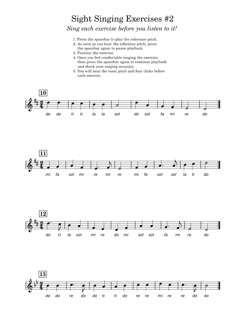 Sight Singing Exercises #2 Sheet music for Vocals (Solo) | Musescore.com