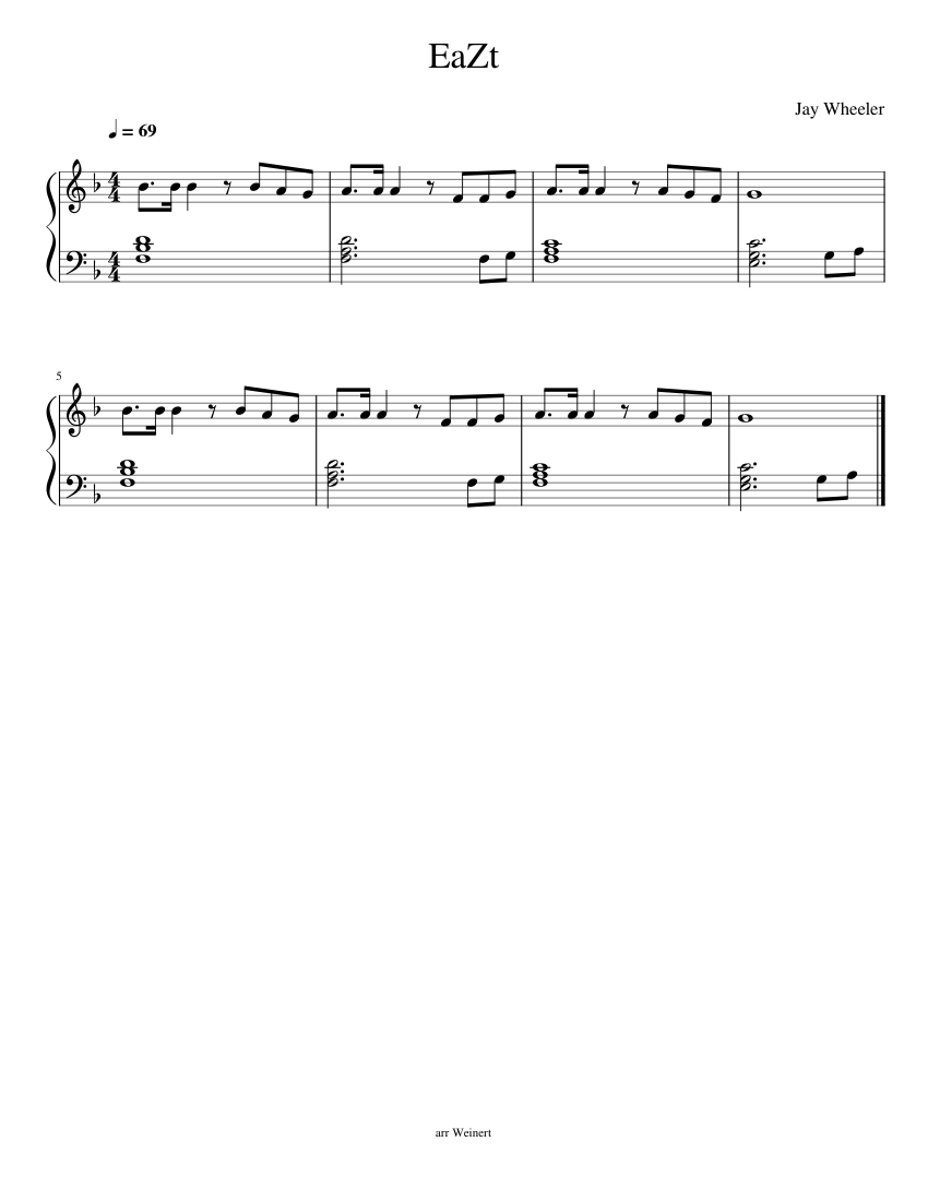 EaZt Sheet Music for Piano (Solo) Easy | MuseScore.com