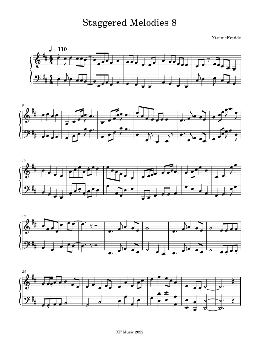 Staggered Melodies 8 Sheet music for Piano (Solo) | Musescore.com