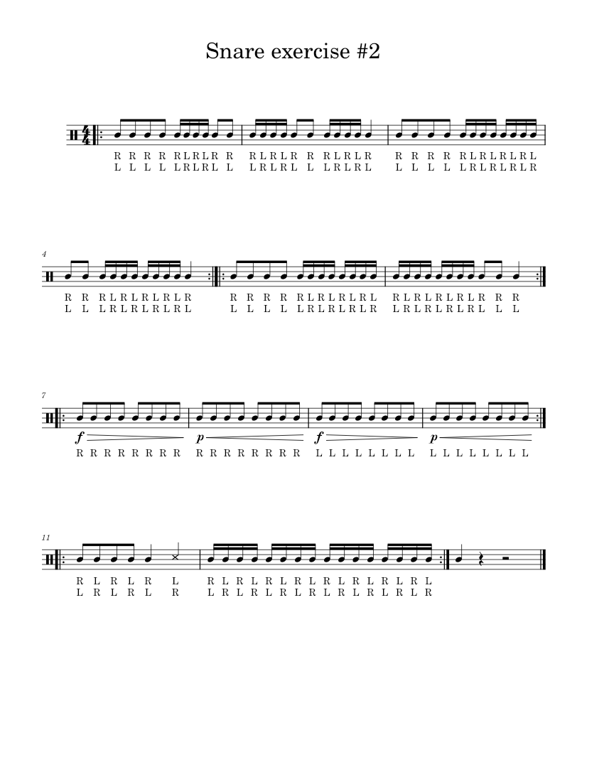 Snare exercise #2 Sheet music for Snare drum (Solo) | Musescore.com