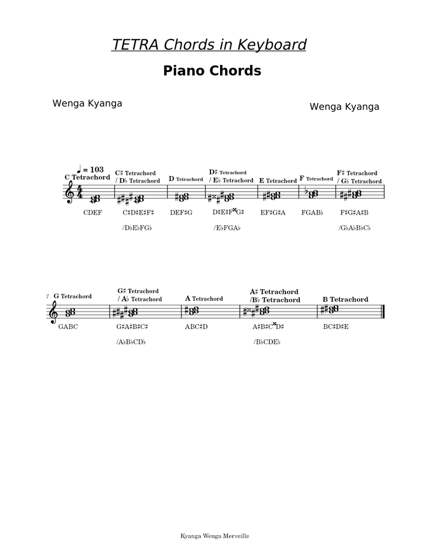 TETRA Chords in Keyboard Sheet Music for Piano (Solo) Easy | MuseScore.com