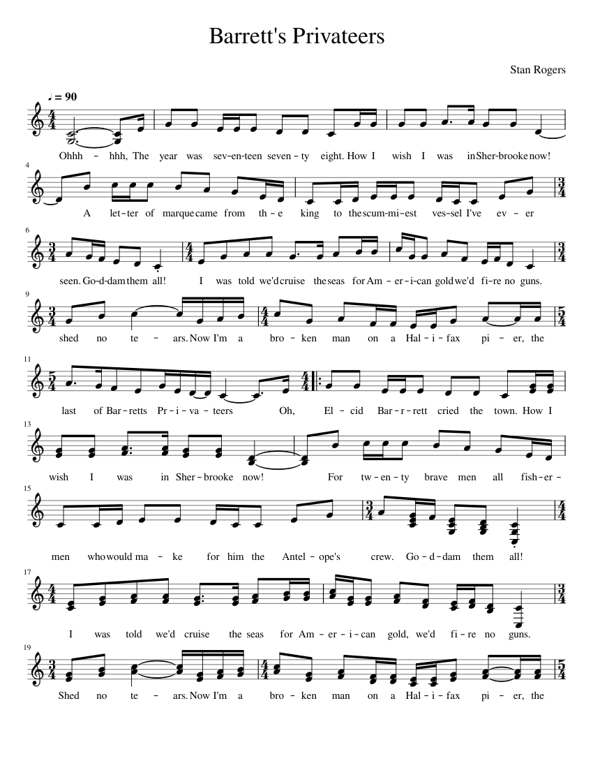 Barrett's Privateers Sheet Music for Piano (Solo) easy | MuseScore.com