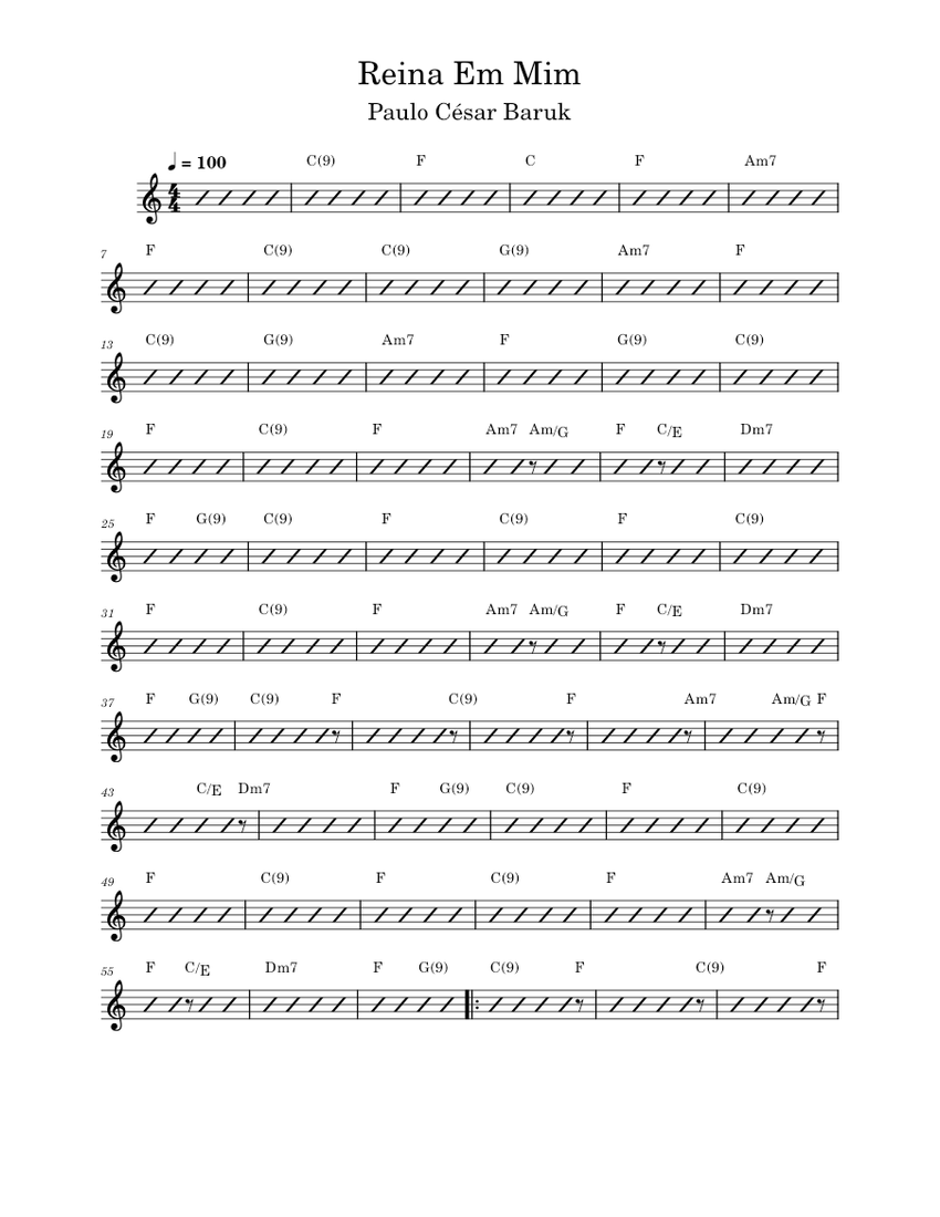 Reina em Mim – Paulo César Baruk Reina Em Mim Cifra Sheet music for ...