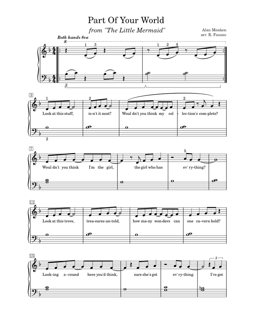 Part of your world Sheet Music for Piano (Solo) Easy | MuseScore.com
