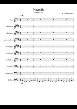 Magnolia – Playboi Carti Sheet Music for Piano, Flute, Bass guitar ...