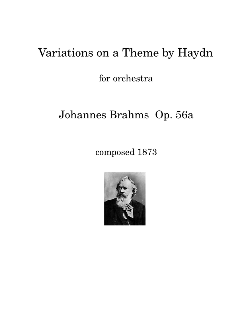 Variations on a Theme by Haydn, Op.56 – Johannes Brahms Sheet Music for Flute piccolo, Flute ...