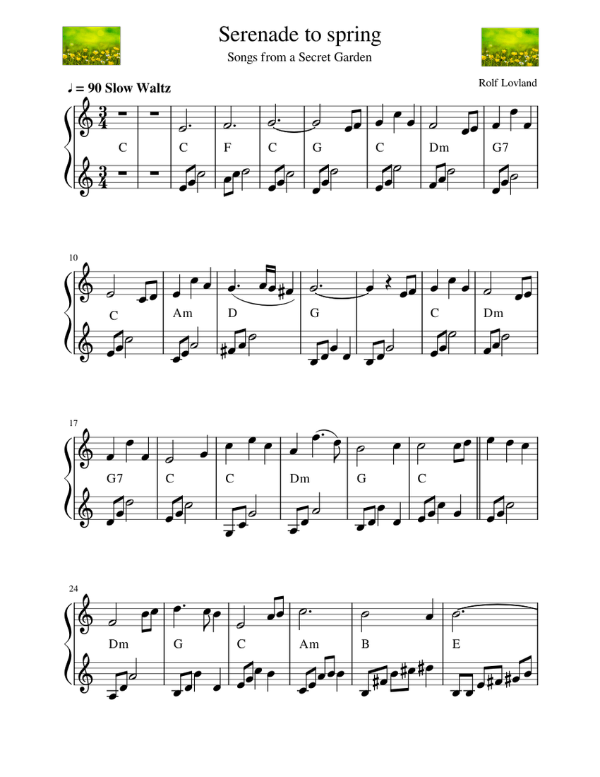 Serenade to spring, 2 balken Sheet music for Piano (Solo) Easy ...