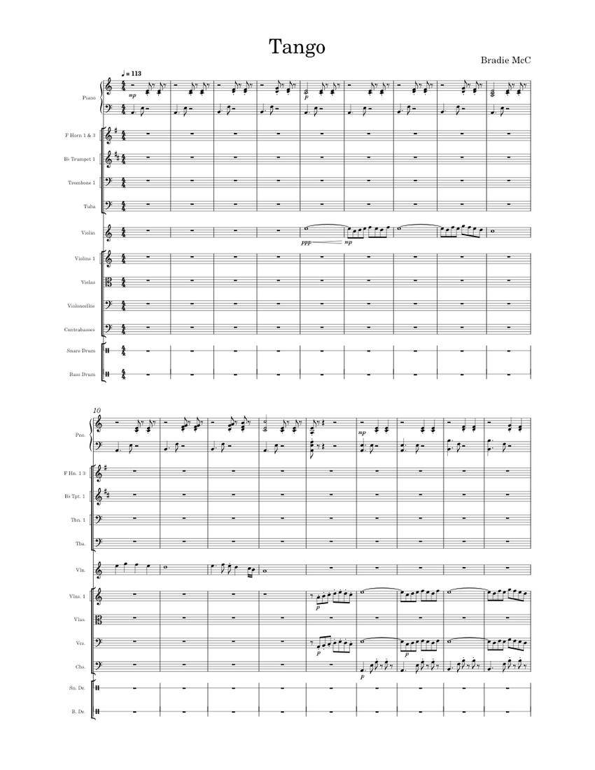 Midnight Tango Sheet Music for Piano, Trombone, Tuba, Trumpet in b-flat ...