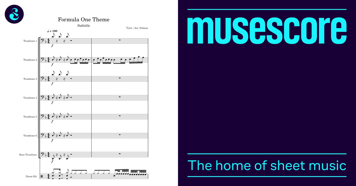 Formula One Theme Sheet Music for Trombone, Drum group (Mixed Ensemble ...