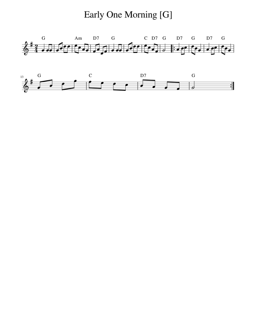 Early One Morning Sheet music for Piano (Solo) | Musescore.com