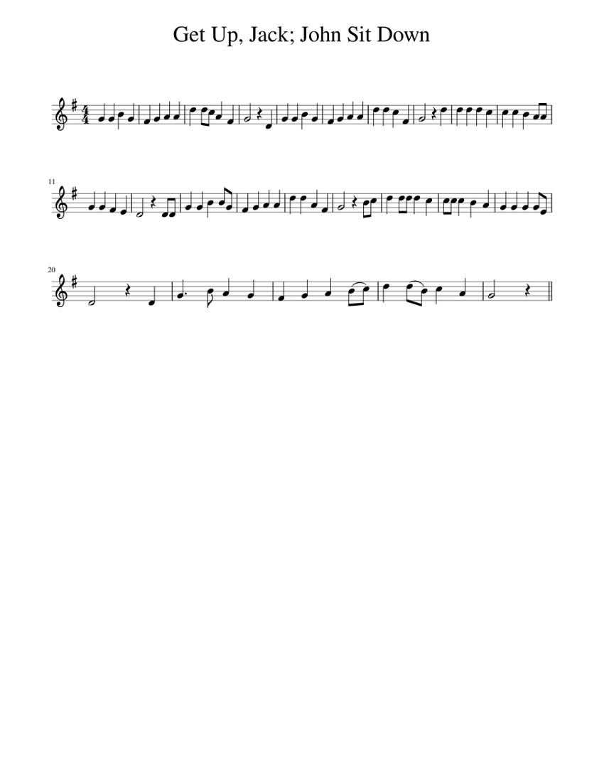 Get Up, Jack; John Sit Down Sheet Music for Piano (Solo) Easy ...