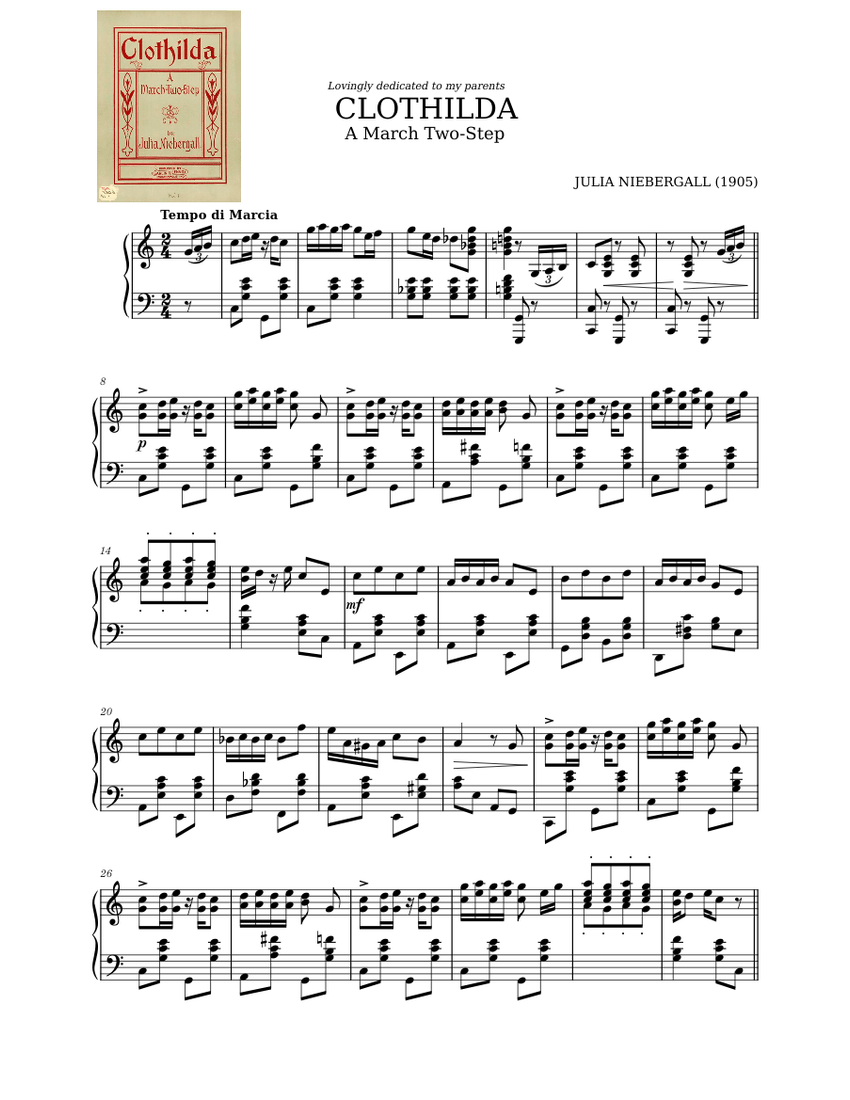 Clothilda by Julia Niebergall (1905) Sheet music for Piano (Solo ...