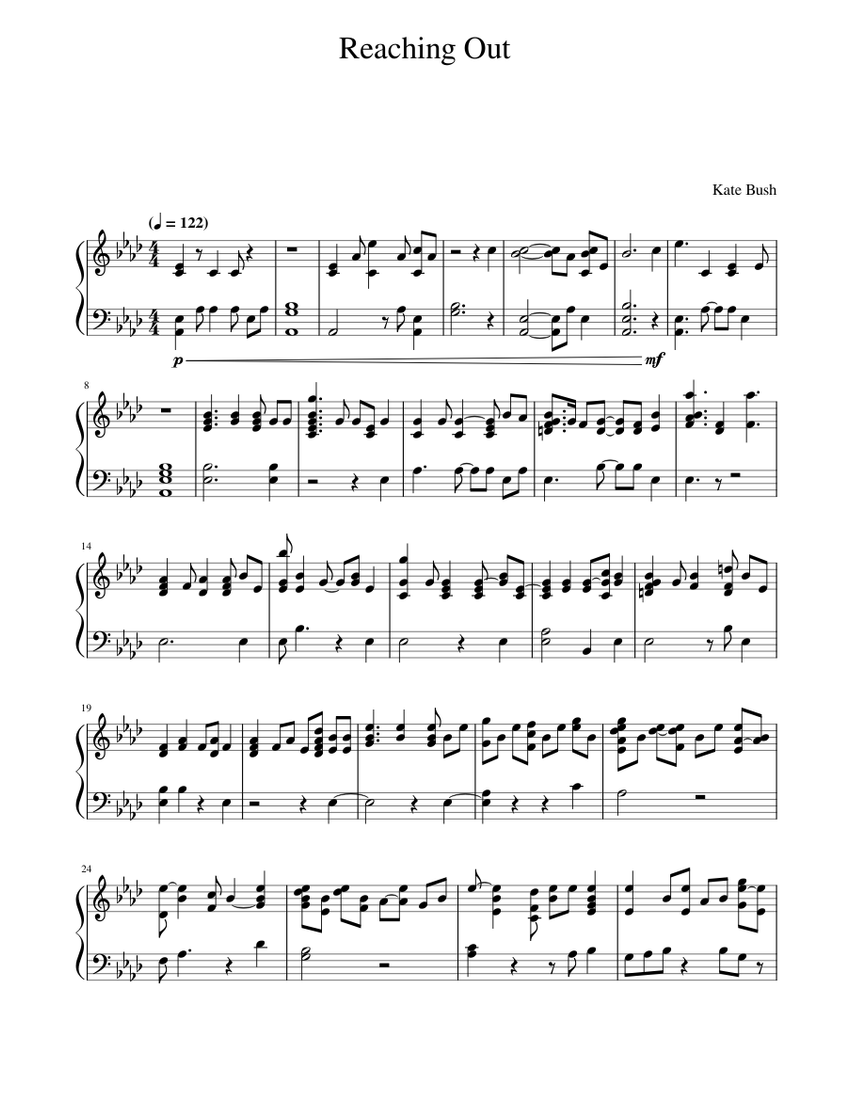 Reaching Out – Kate Bush Sheet music for Piano (Solo) | Musescore.com