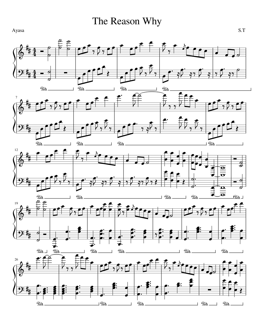 The Reason Why - Ayasa Sheet Music for Piano (Solo) easy | MuseScore.com