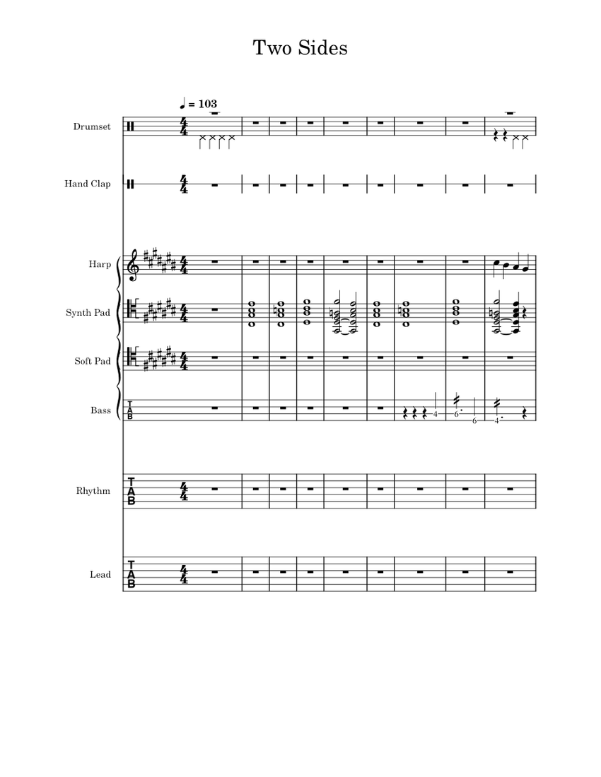 Two Sides (Tablature) WIP Sheet music for Piano, Guitar, Bass guitar ...