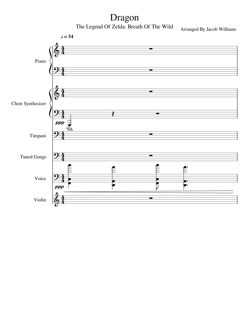 Dragon: The Legend Of Zelda: Breath Of The Wild Sheet Music for Piano ...