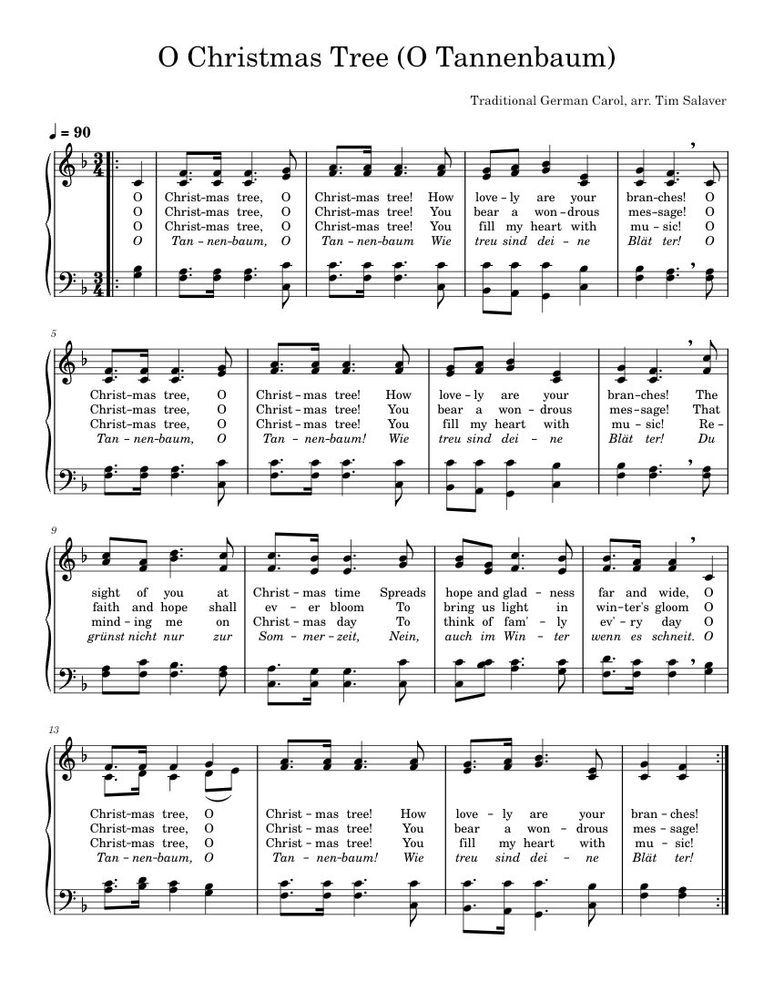 O Christmas Tree Sheet Music for Piano (A Capella) Easy | MuseScore.com