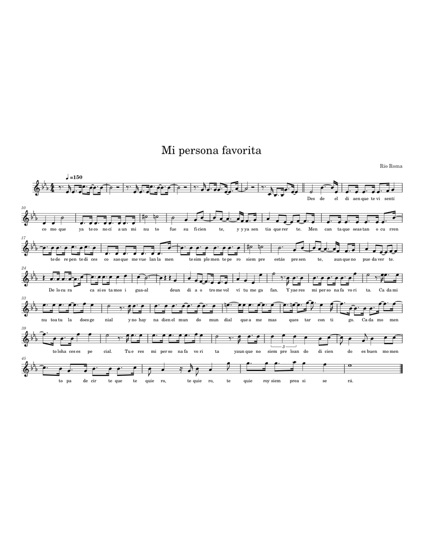 Mi persona favorita Sheet Music for Piano (Solo) Easy | MuseScore.com