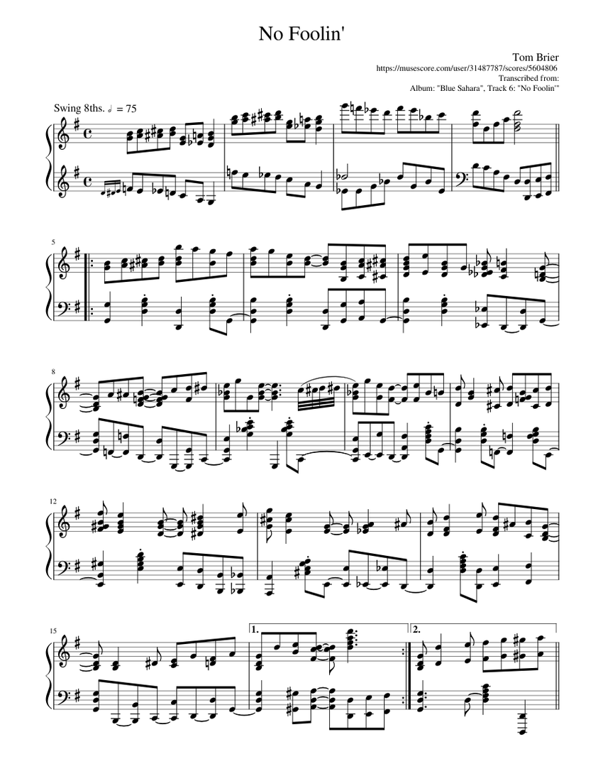 No Foolin' Sheet Music for Piano (Solo) | MuseScore.com