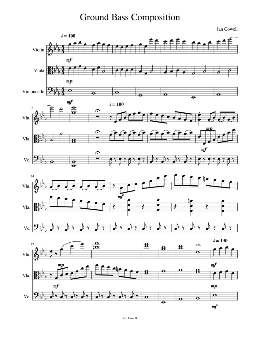 Ground Bass Composition - Prep Sheet music for Violin, Viola, Cello ...