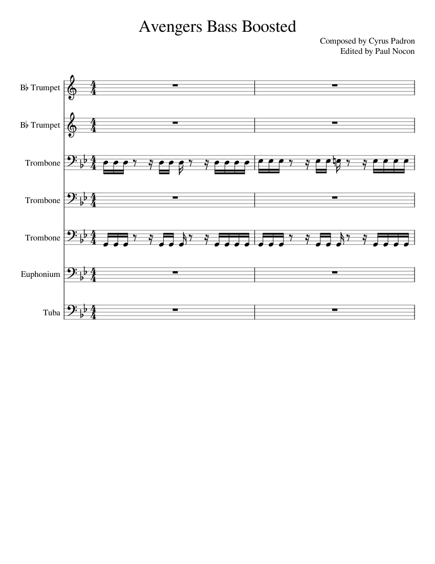Avengers Bass Boosted Sheet music for Trombone, Euphonium, Tuba ...