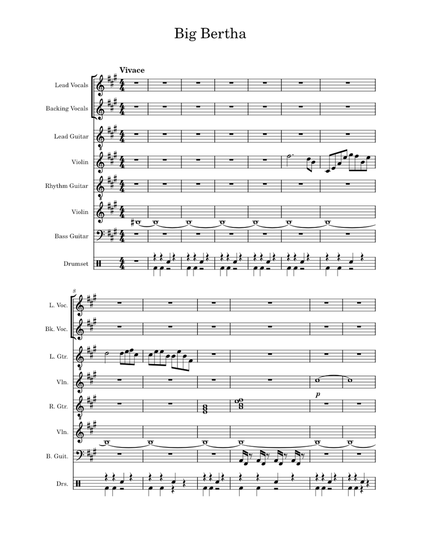 Big_Bertha 2 Sheet music for Vocals, Violin, Guitar, Bass guitar & more ...
