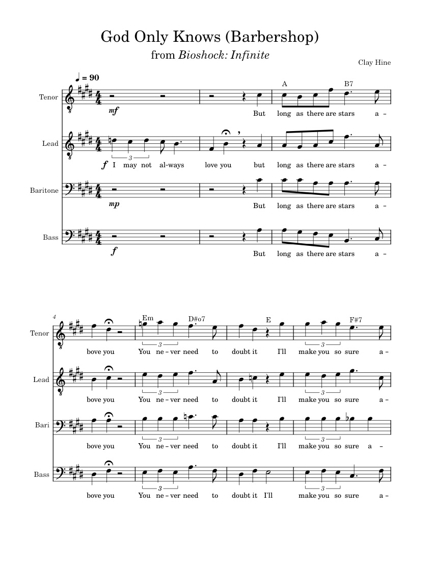 God Only Knows – Clay Hine/The Beach Boys Sheet Music for Contrabass ...