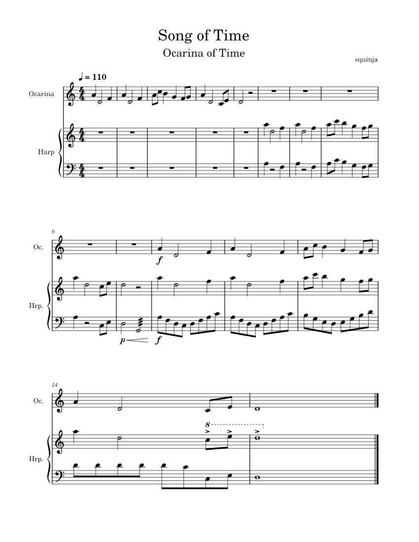 Song of Time Sheet music for Harp, Flute other (Mixed Duet) | Musescore.com