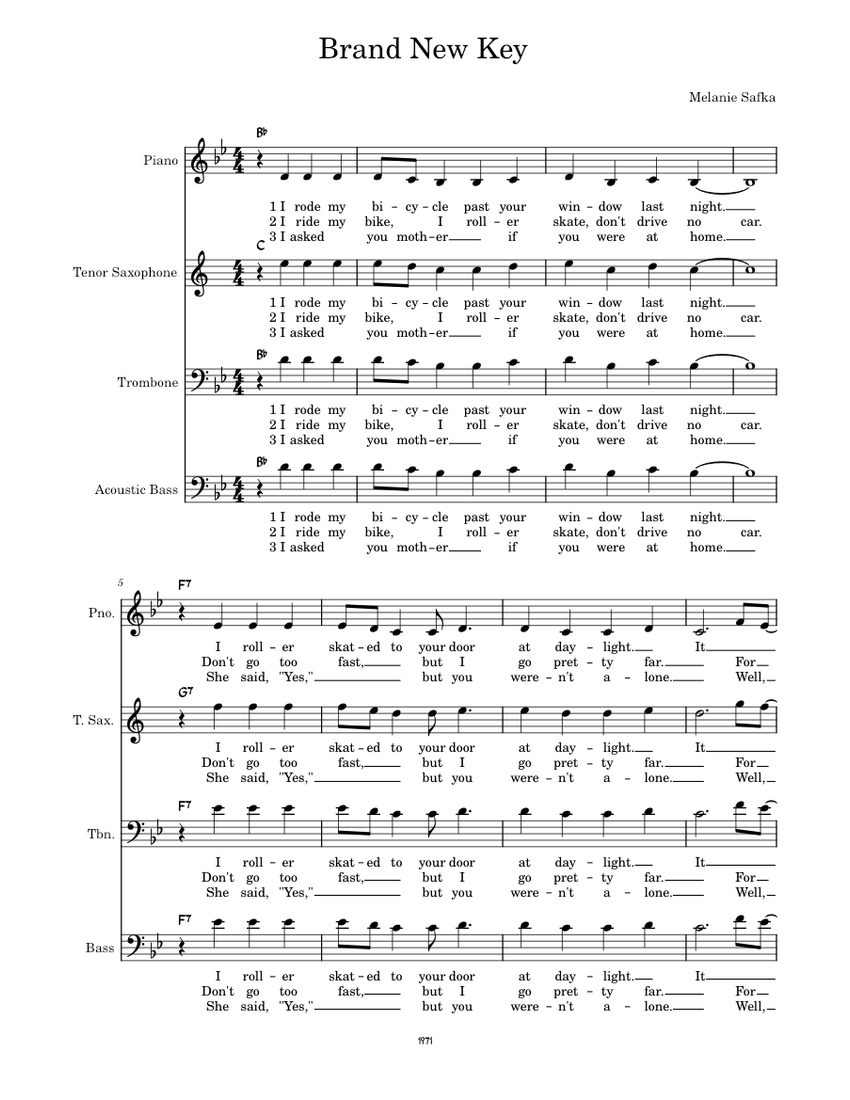 Brand new key – Melanie Sheet music for Piano, Trombone, Saxophone ...